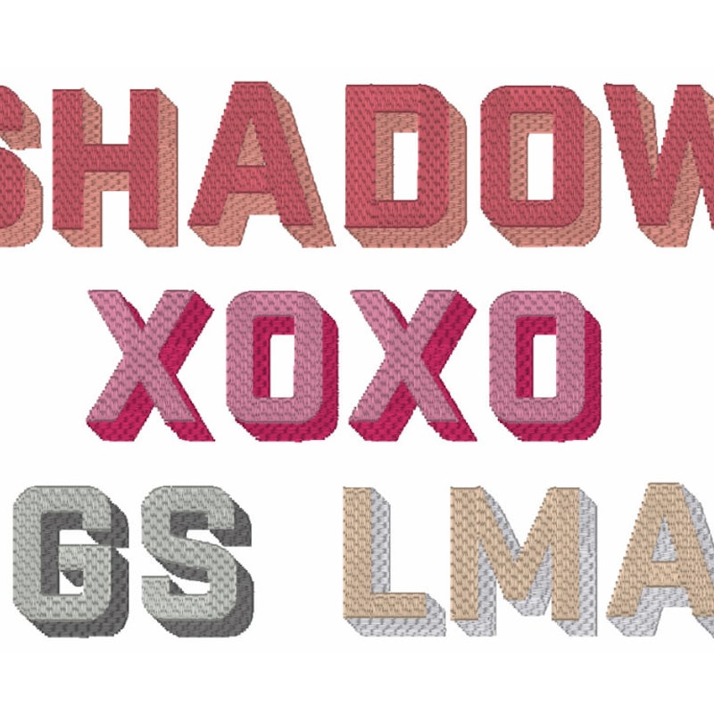 Block Shadow Embroidery Font - Etsy