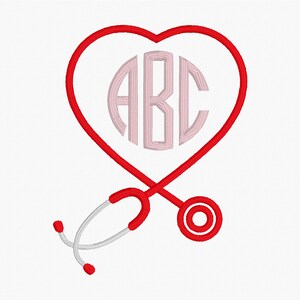 Stethoscope Nurse Monogram Embroidery File Includes Stethoscope in 8 ...