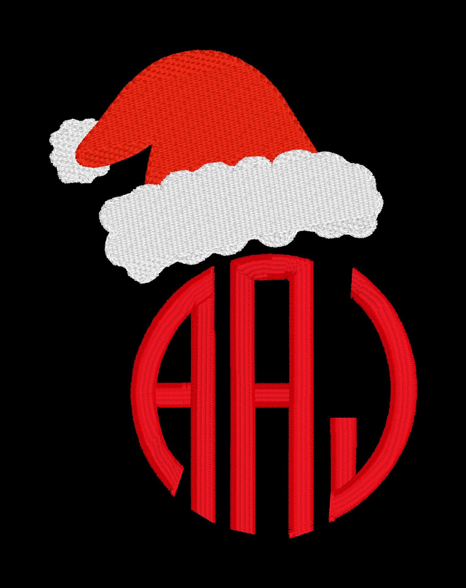 Santa Hat Monogram Topper Monogram Frame Embroidery File - Etsy