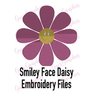 Daisy Smiley Face Embroidery File - Etsy