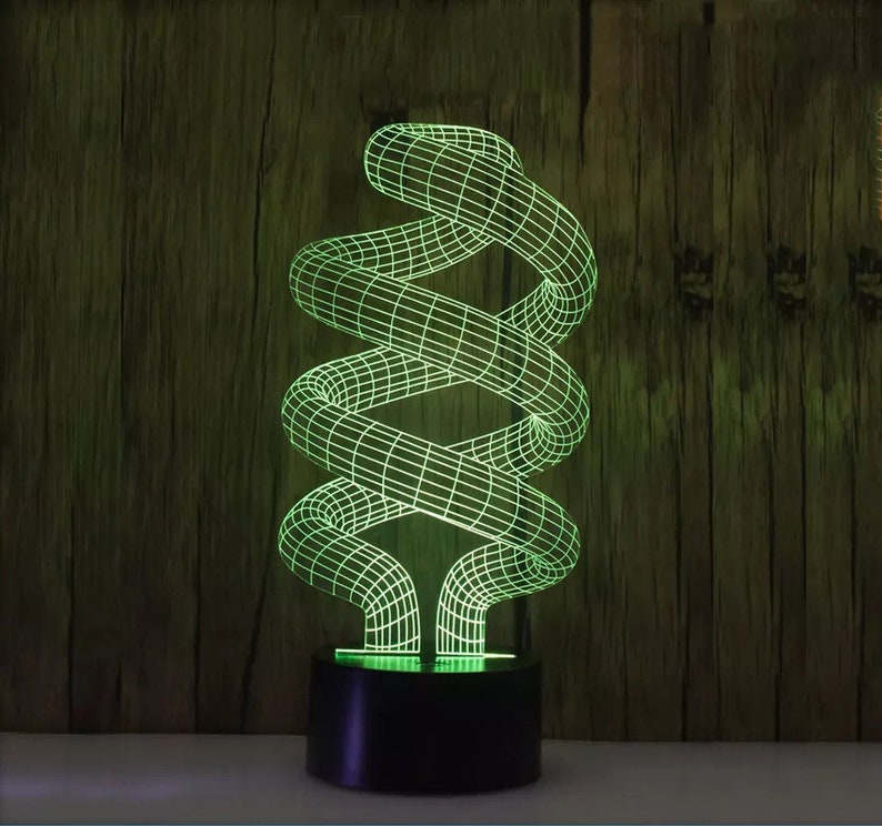 Spiral Shape 3D Illusion LED Light Acrylic for Christmas Gift Laser Cut ...