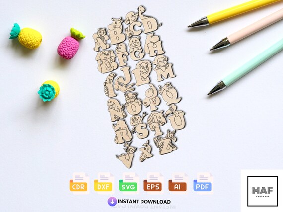 Laser Cut English Alphabet SVG DXF Laser Cut Files Digital - Etsy