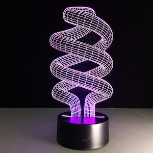 Spiral Shape 3D Illusion LED Light Acrylic for Christmas Gift Laser Cut ...