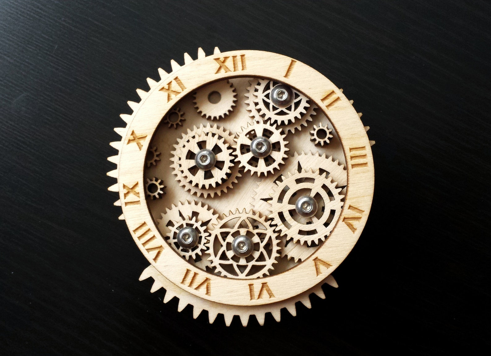 Steampunk Wooden Gears Wall Art With Rotating Cogs – Industrial Gear ...