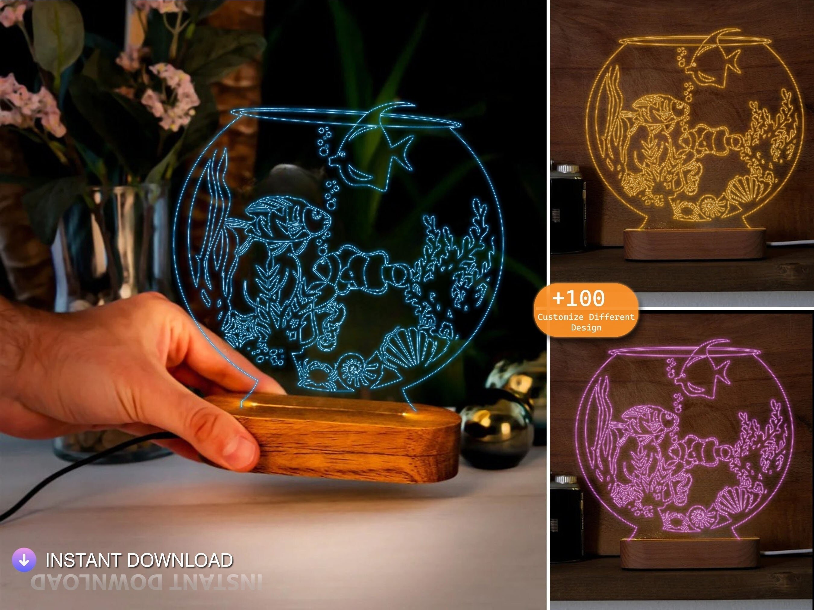 Aquarium Fish 3D Night Light, Laser Cut Files (digital Download) - Etsy