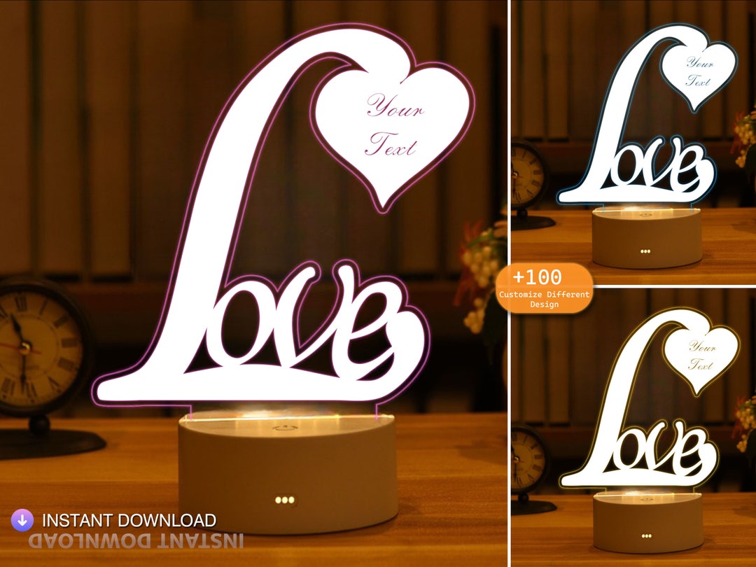 Love for Her Night Light Acrylic for Valentines Day Gift Laser Cut ...