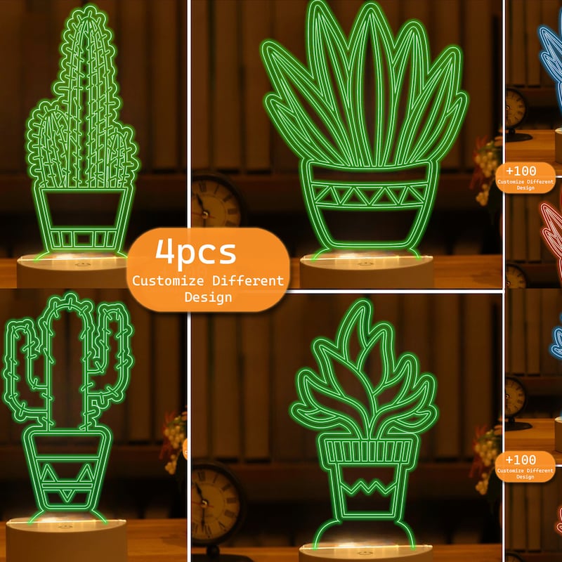 Cactus Led Nightlight - Etsy