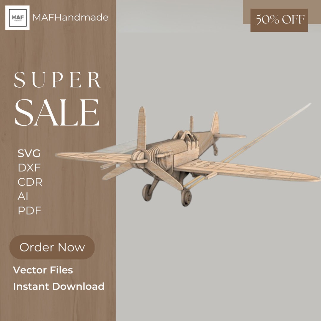 Spitfire 3mm, Wooden Laser Plane, SVG, DXF, Ai, Cdr, Digital Files for ...