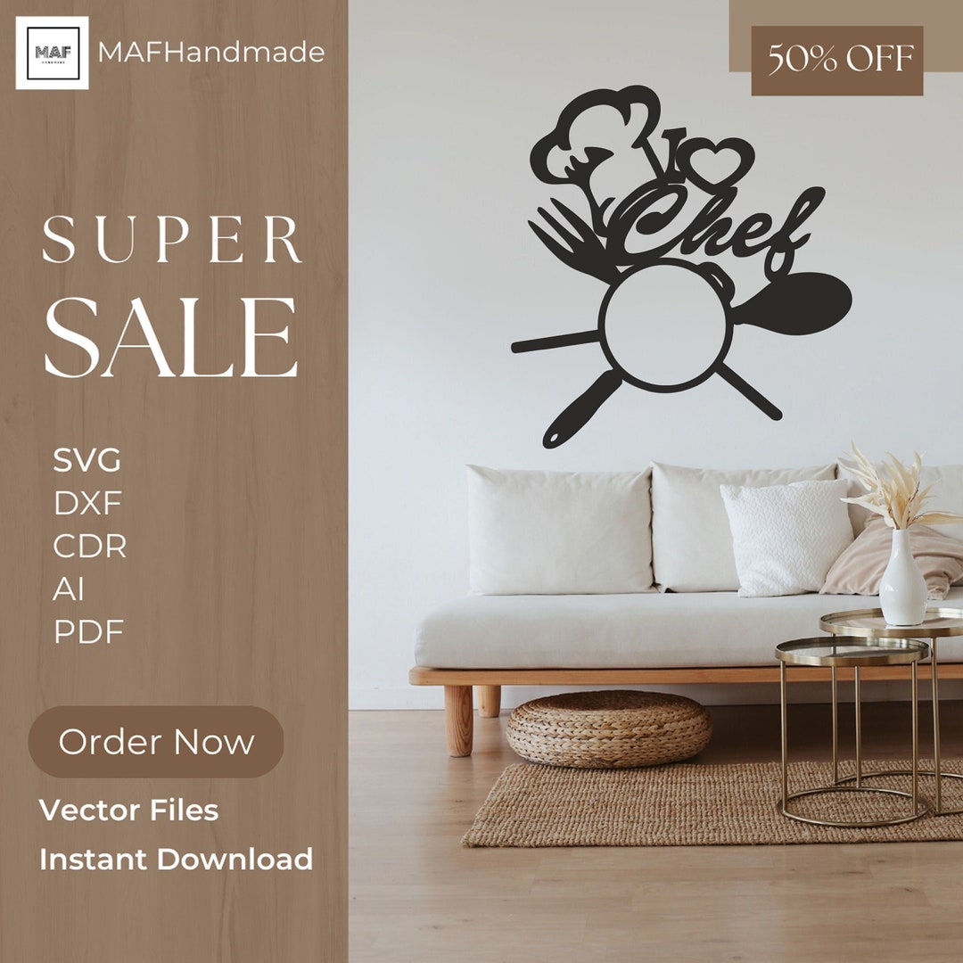 Chef Metal Wall Art, SVG, DXF, Kitchen Wall Art, Metal Wall Art, Wall ...