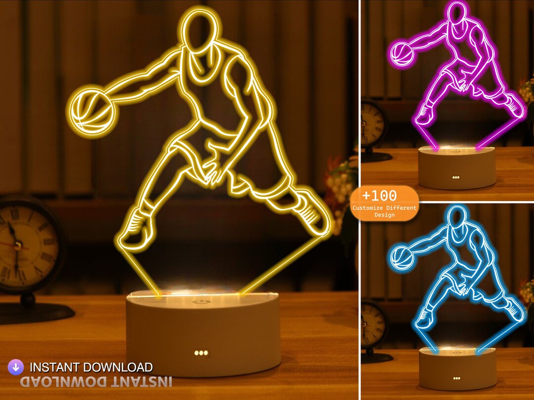 Basketball Player 3D Illusion Night Led Lamp Making Digital Vector ...