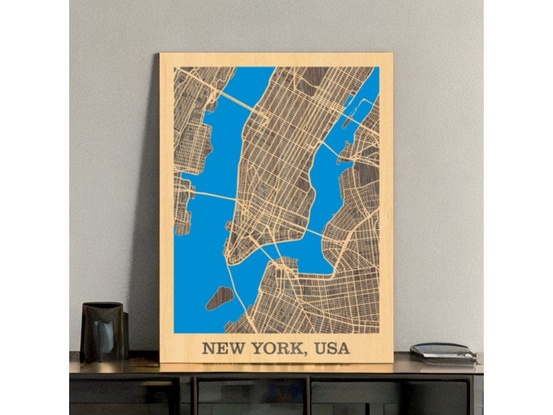 New York Multilayer Laser Cut File Cdr Svg Dxf 3d Multilayer City Map 3d City Wood Map