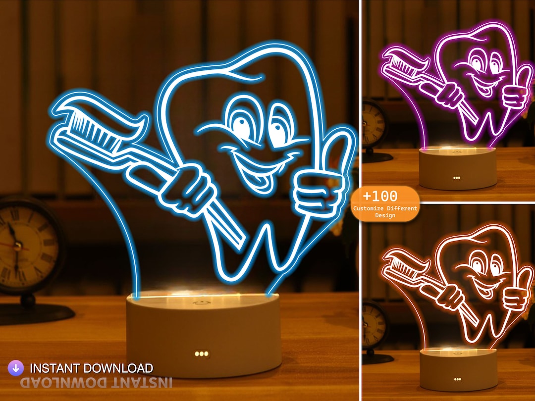 Dentist Lamp, Dental Office 3D Custom Lamp Gift for Dentist, Laser Cut ...