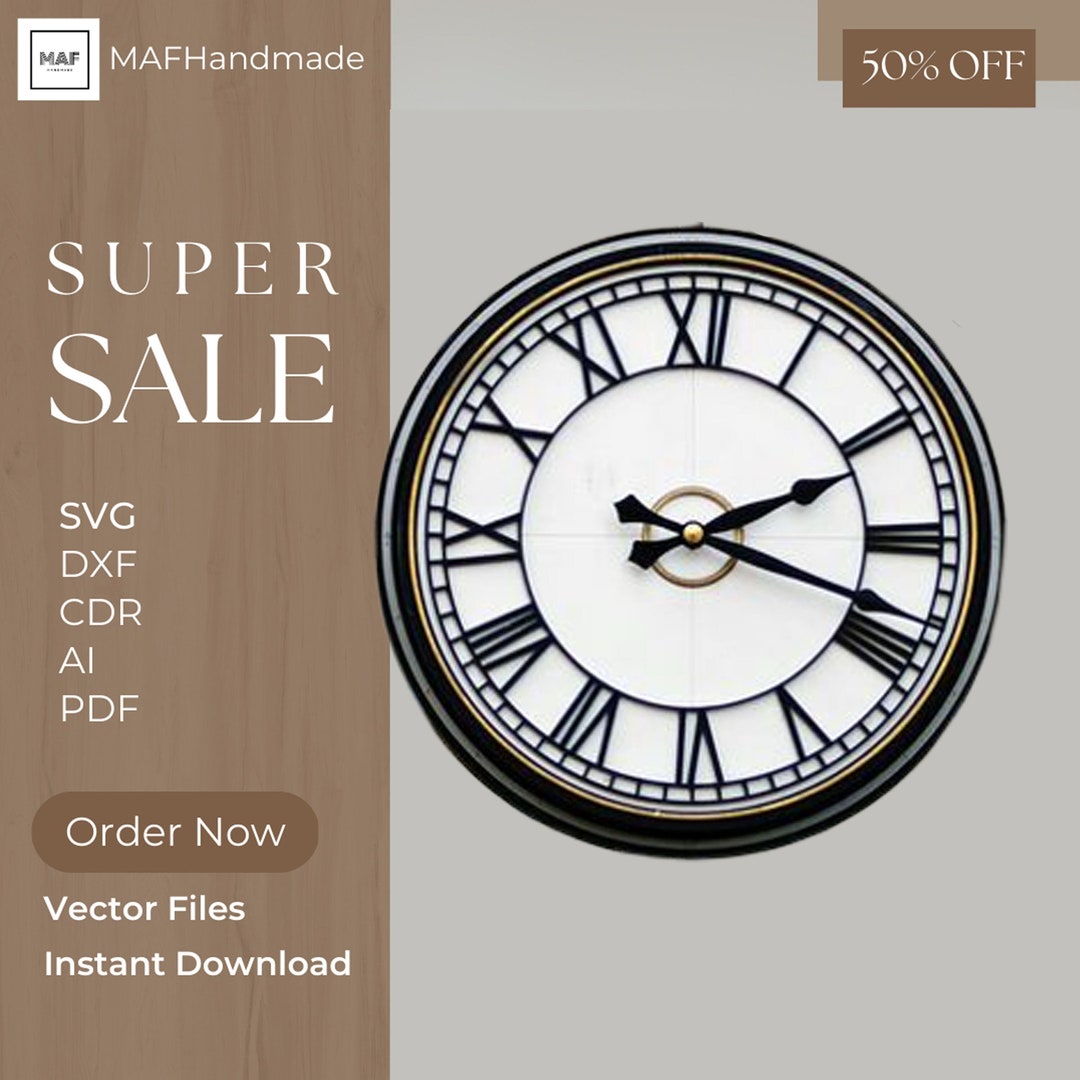 Wall Clock 3mm, Wall Clock SVG, DXF, Ai, Cdr, Clock Digital File for ...