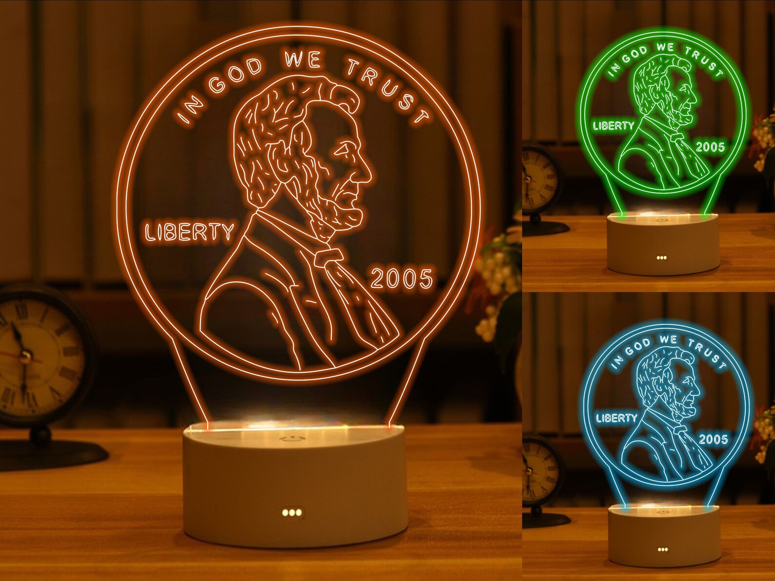 Abraham Lincoln Brigade, SVG, DXF, Cdr, Ai 3d Led Night Lamp Digital ...