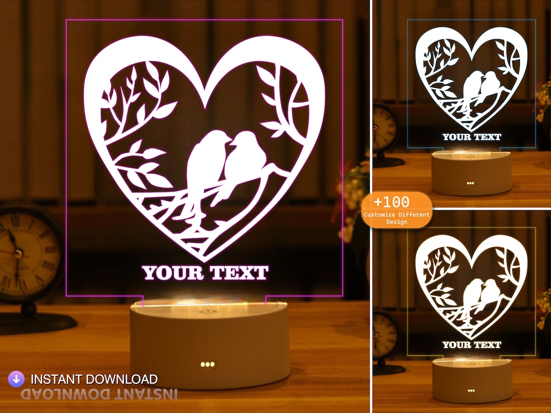 Personalized 3D Illusion Lamp as Gifts for Her, Custom Acrylic Lamp ...