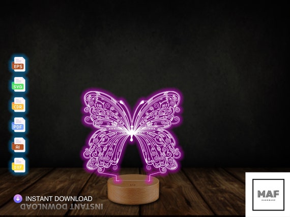 Butterfly 3D Illusion Acrylic LED Night Light Gift for - Etsy