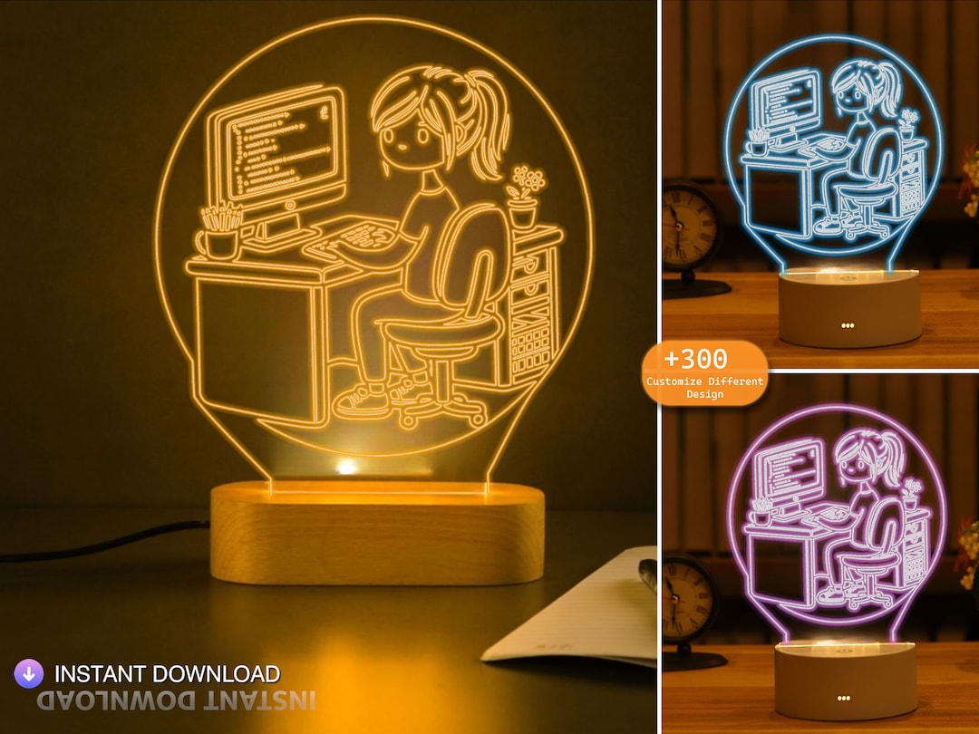 3D Coder Night Lamp - Laser Cutting & CNC Vector Files, Glowforge ...