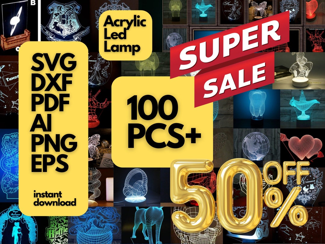 100+ 3D Night Illusion LED Acrylic Lamp Pack Vector Cdr,svg,dxf,ai,pdf ...