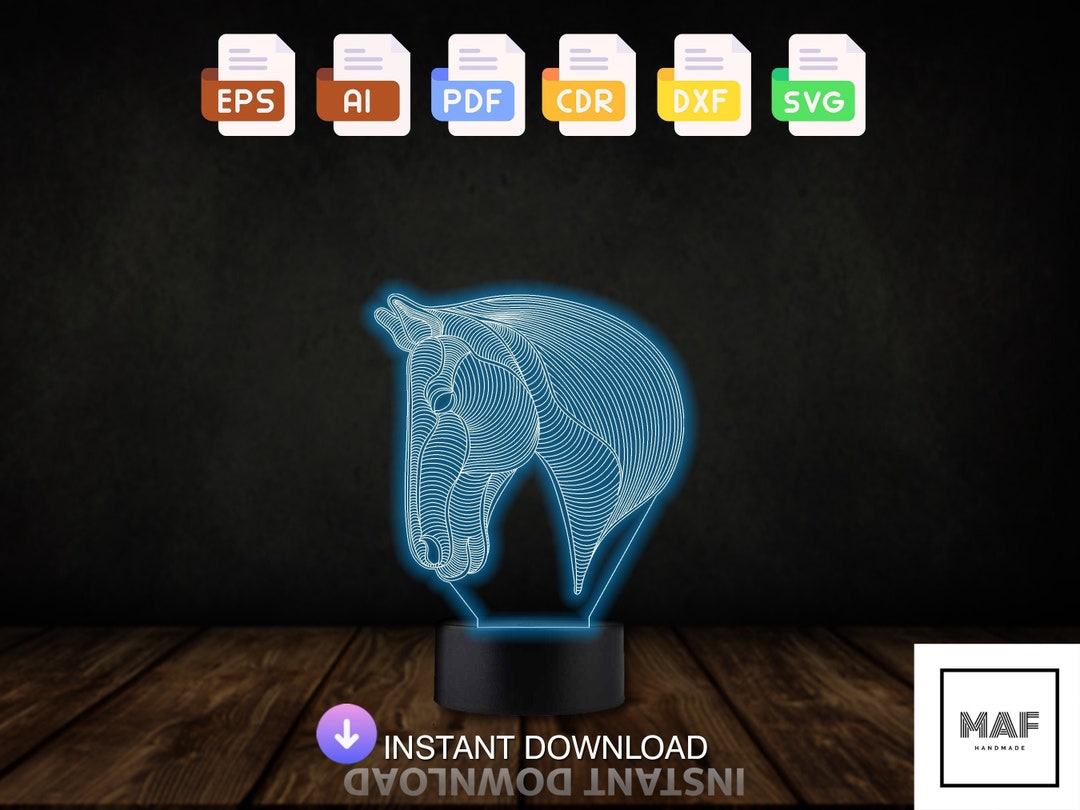 Horse Head 3D Illusion Table Lamp 3D Acrylic, Christmas Gift, LED Sign ...