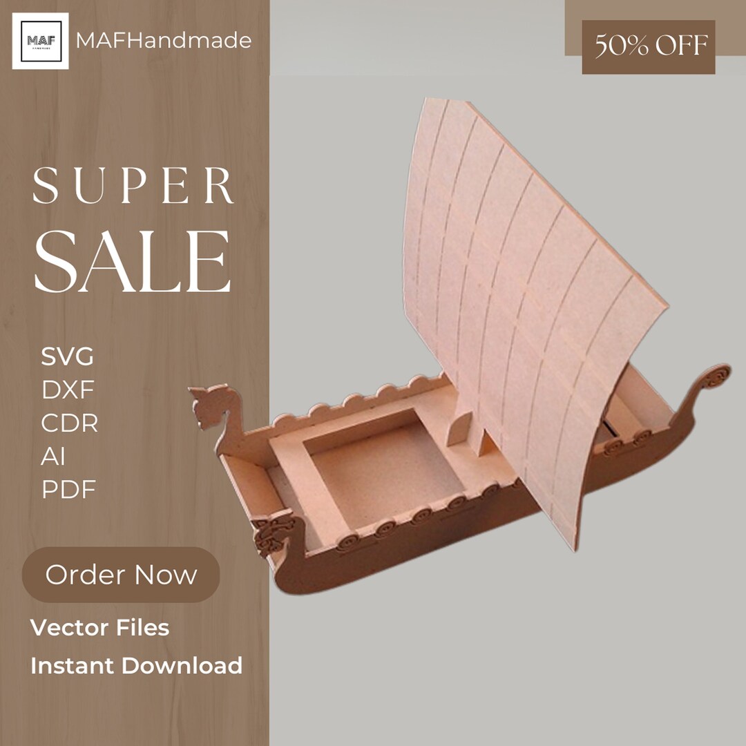 3d Viking Boat 3mm SVG, DXF, Ai, Cdr, Wood Boat, CNC Router Cutting ...