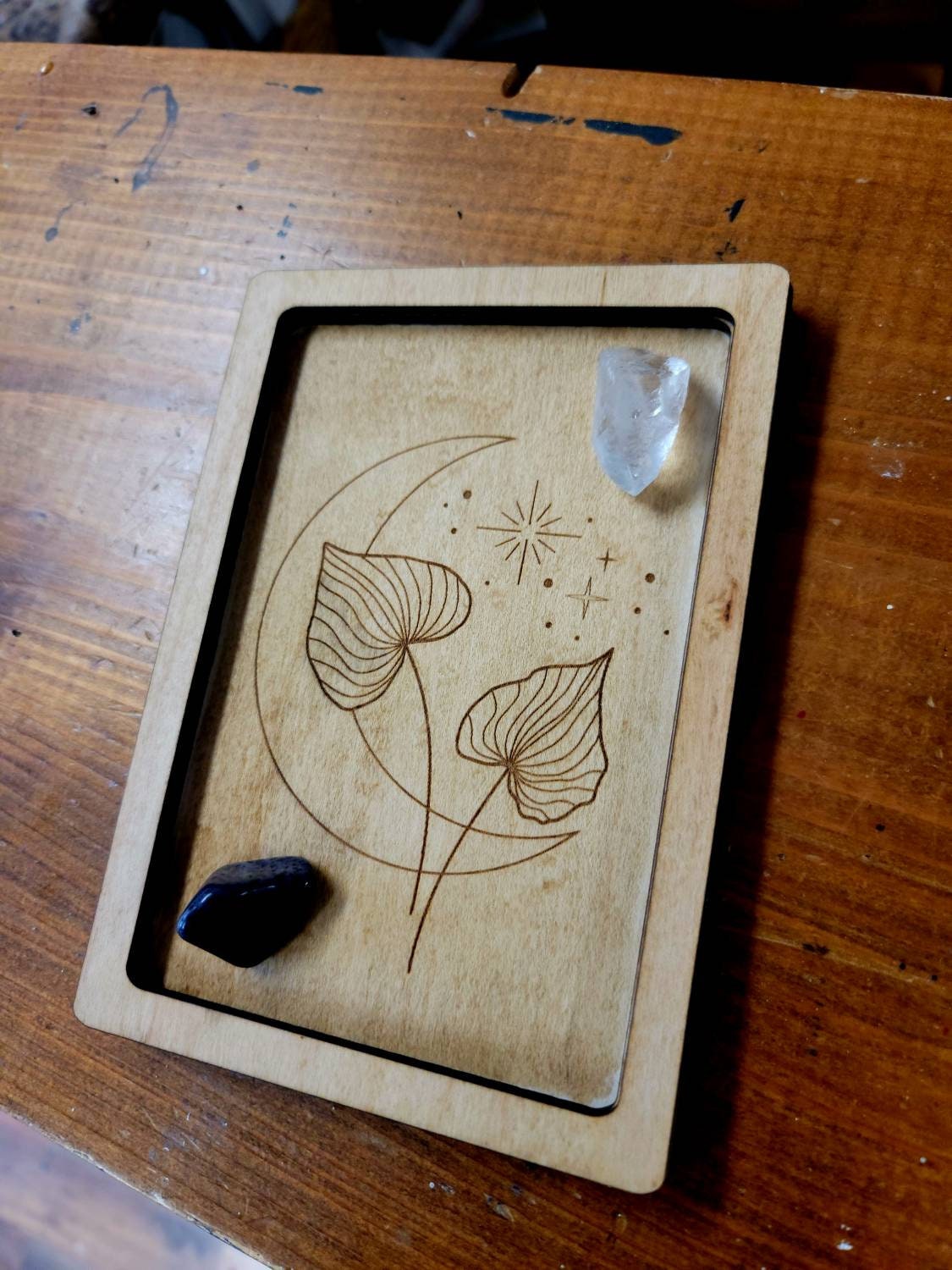 Small Wooden Crystal Tray Crystal Tray Crystal Holder Altar - Etsy