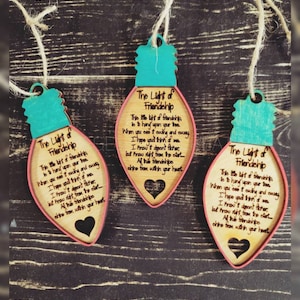 Christmas Ornament| Light of Friendship| Handmade| Wood | Laser ...
