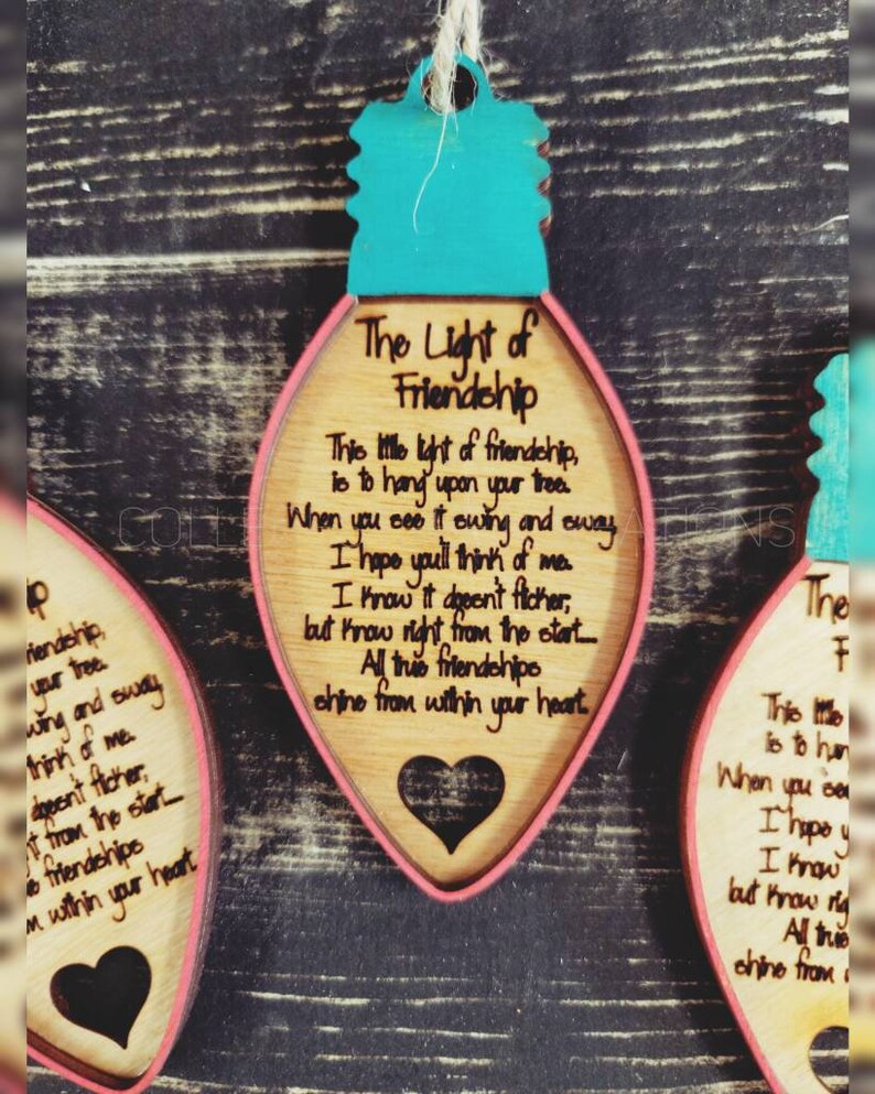 Christmas Ornament| Light of Friendship| Handmade| Wood | Laser ...