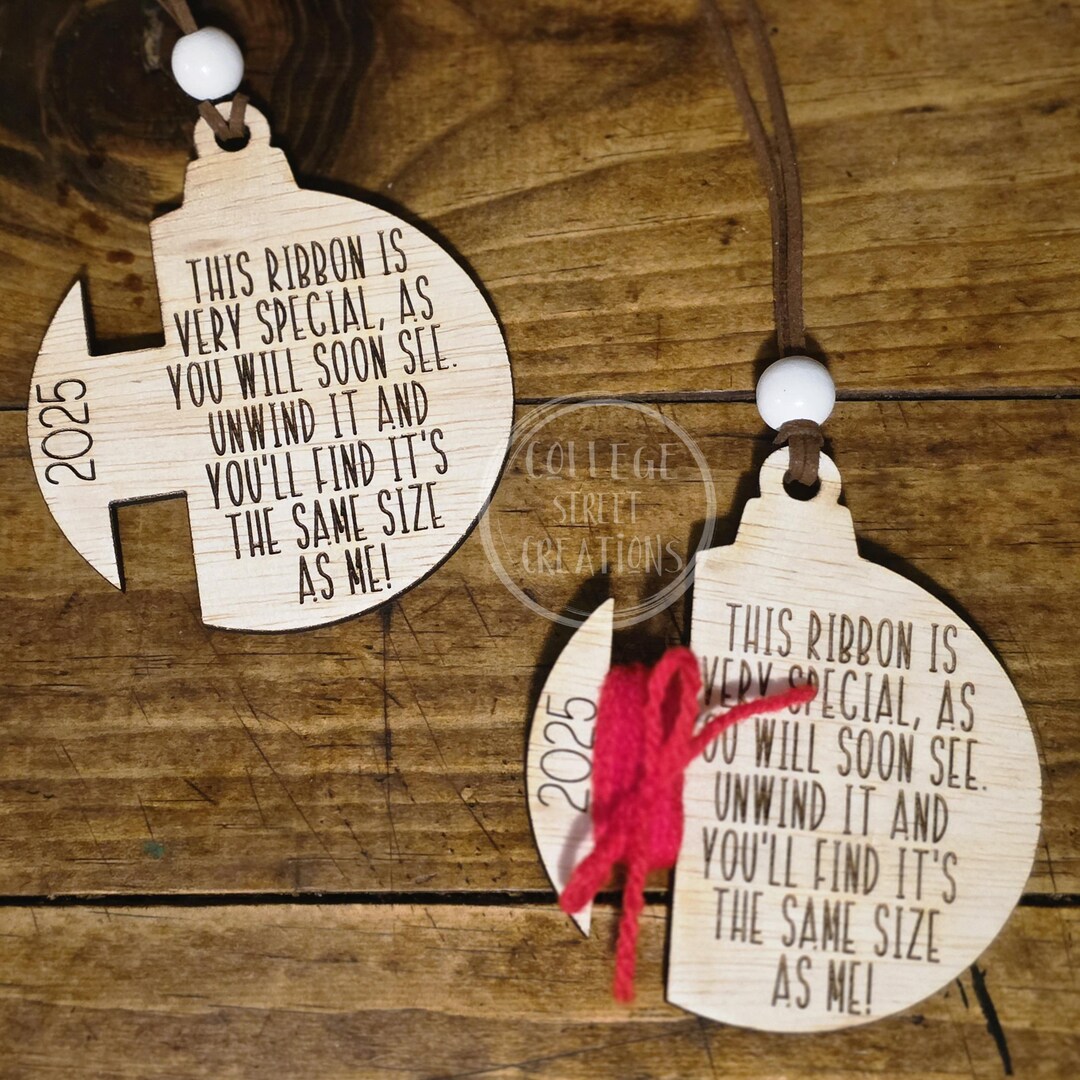2025 Christmas Ornament: Laser Cut Wood Ribbon Height Ornament Keepsake ...