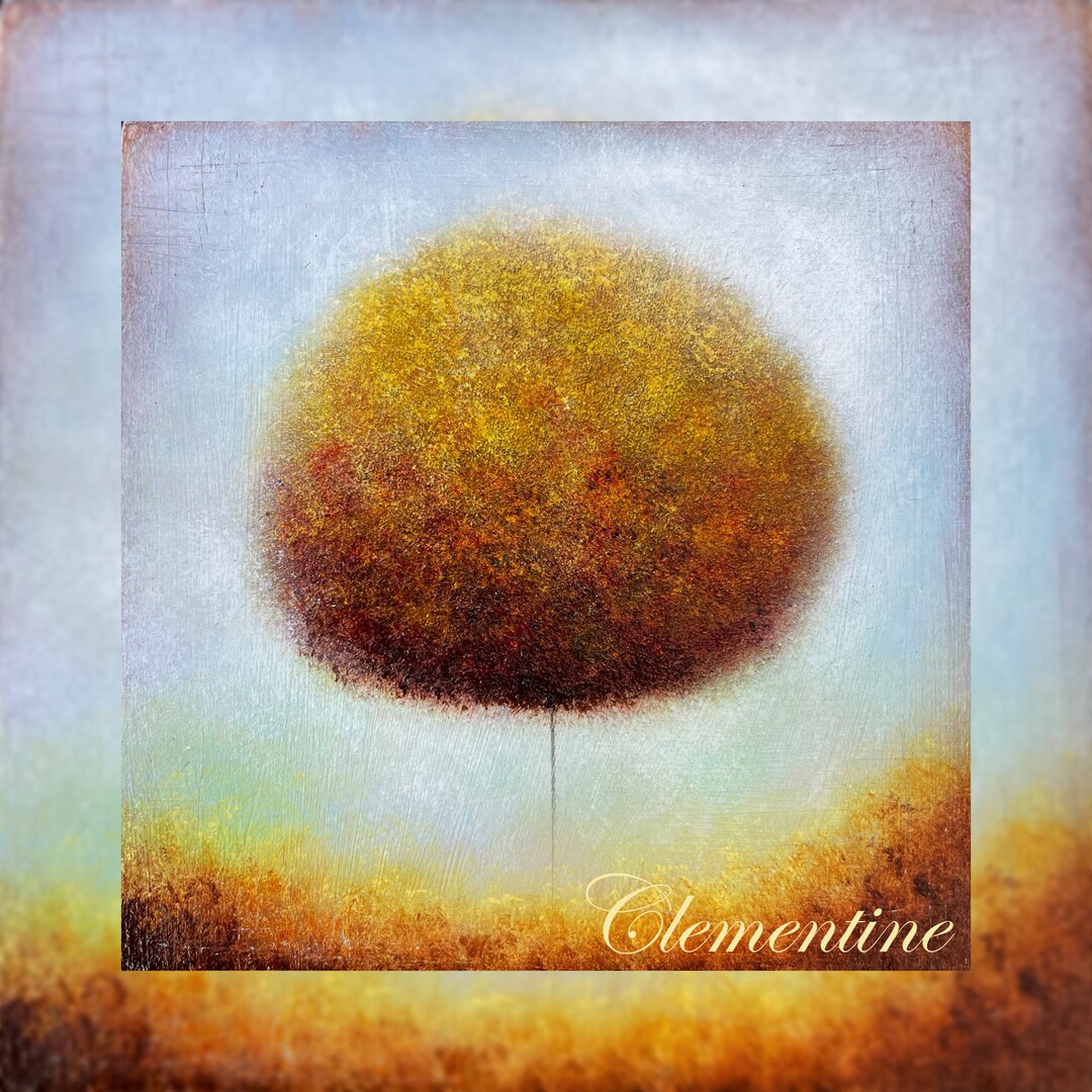 Mini Tree Painting, Cute Tree Art, Little Landscape Artwork, Yellow and ...