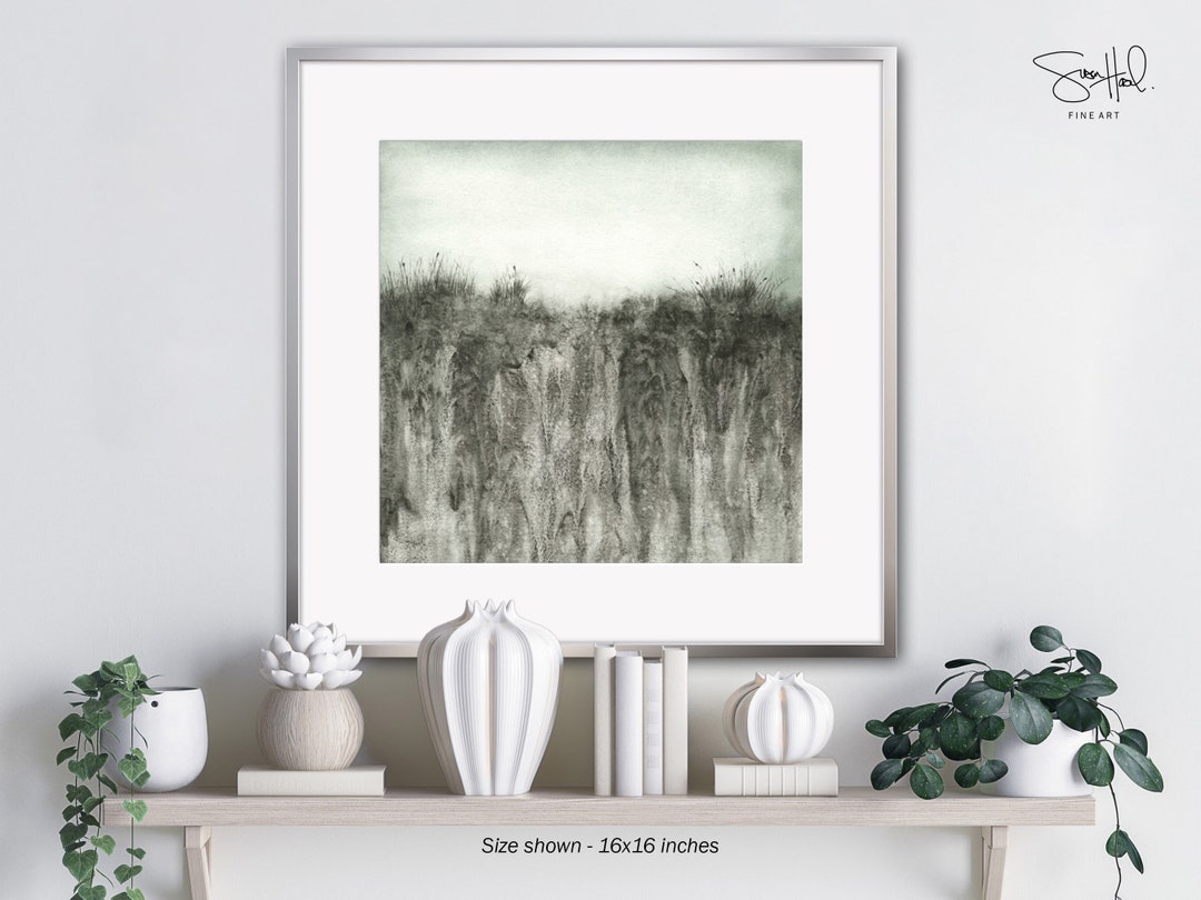 Minimal Landscape Print, Abstract Trees Art Print, Green Wall Art by ...