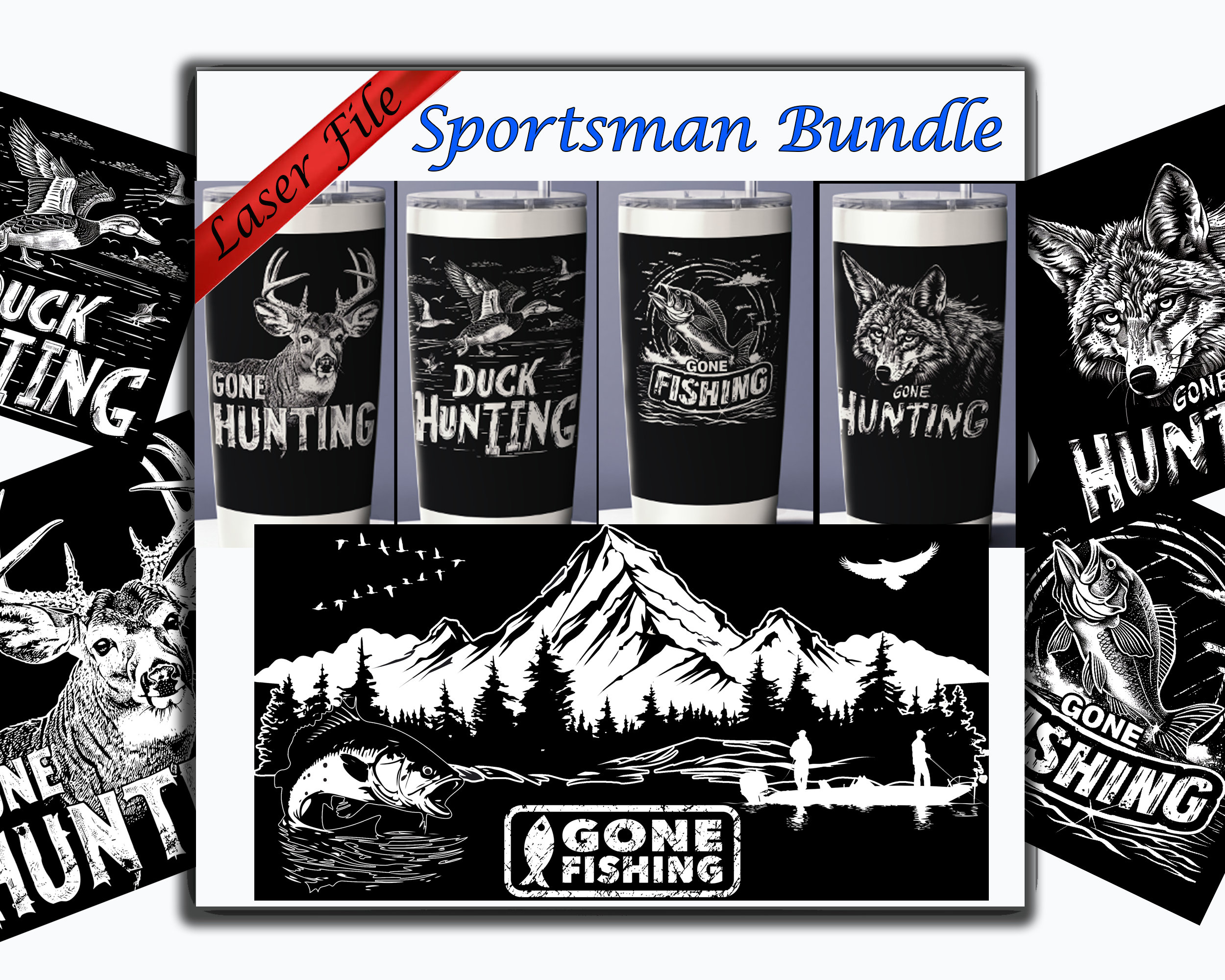 Bundle of Hunting 20oz Tumbler Laser Svg, 20oz Tumbler Laser Png, Laser ...