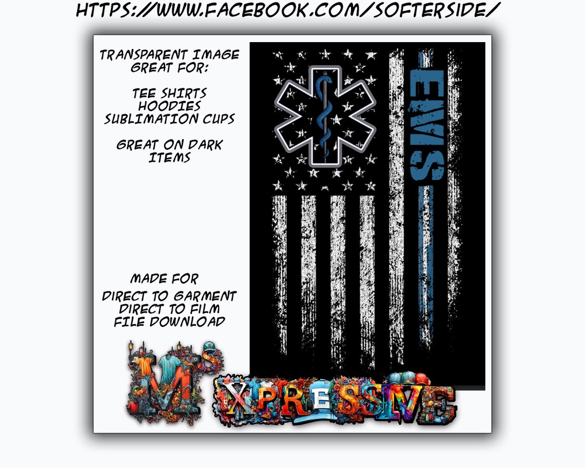 Ems First Responder Png USA Flag File Only, Great for Dtg or Direct to ...