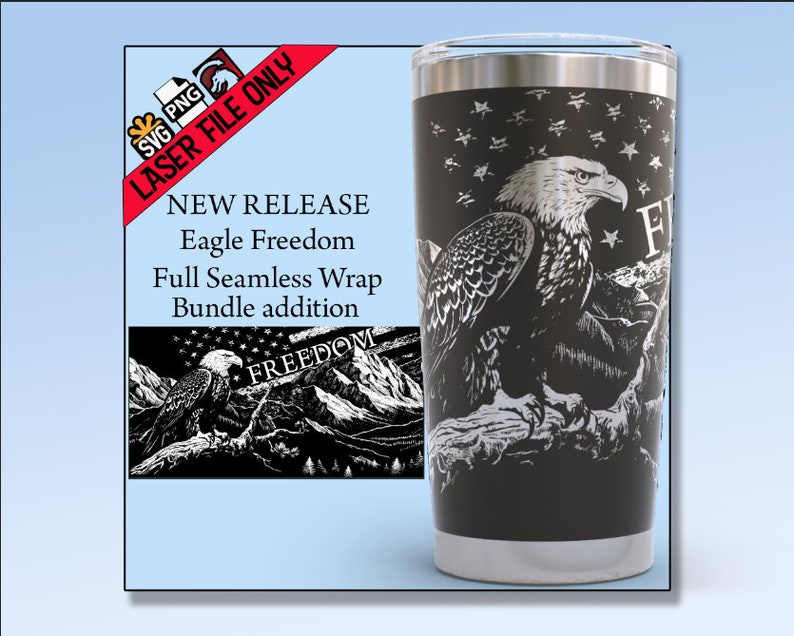 Eagle Freedom 20oz Tumbler Laser SVG, Seamless Wrap (digital Download ...