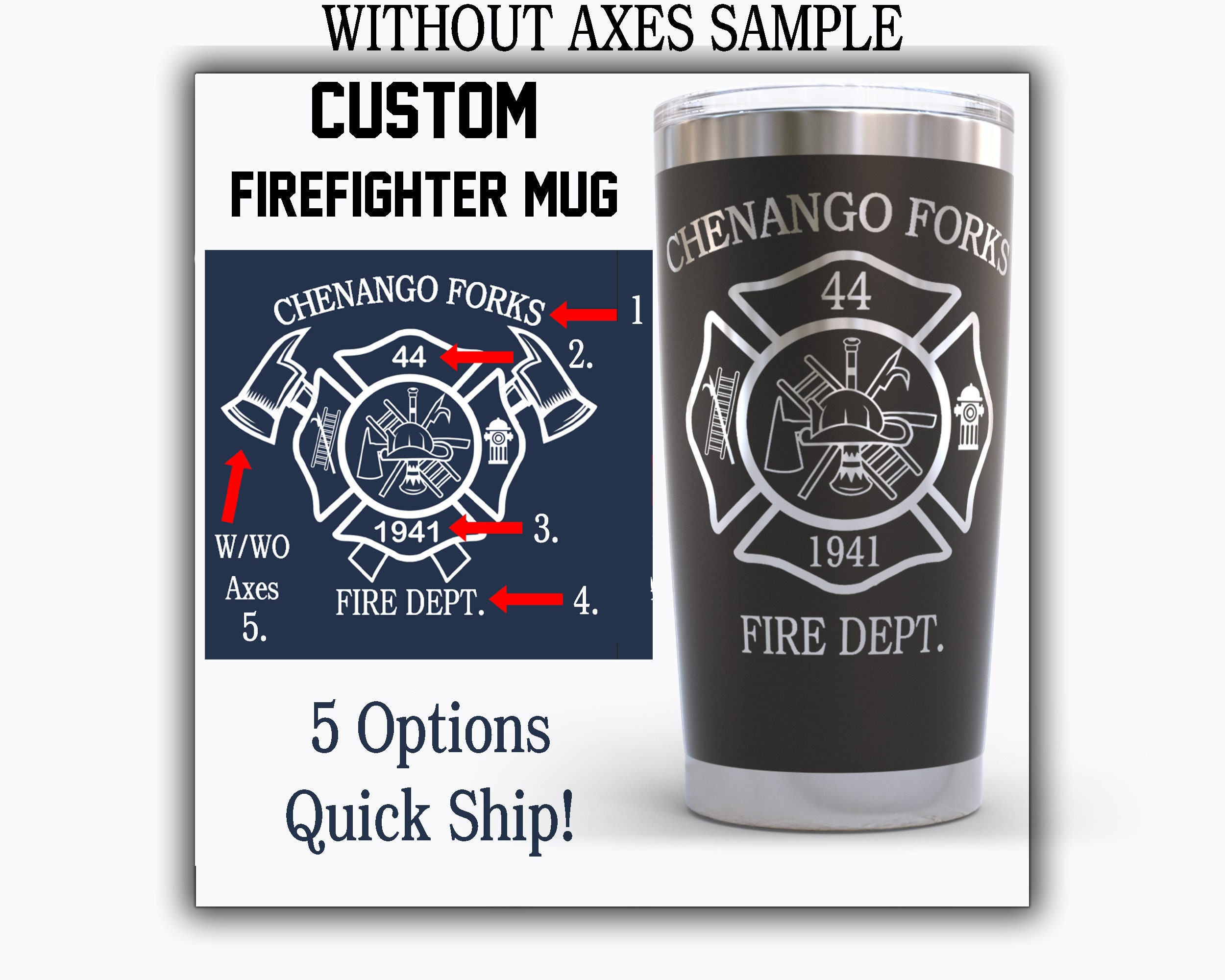 Fireman Custom Laser Engraved 20 Oz Tumbler 5 Custom Points, High ...
