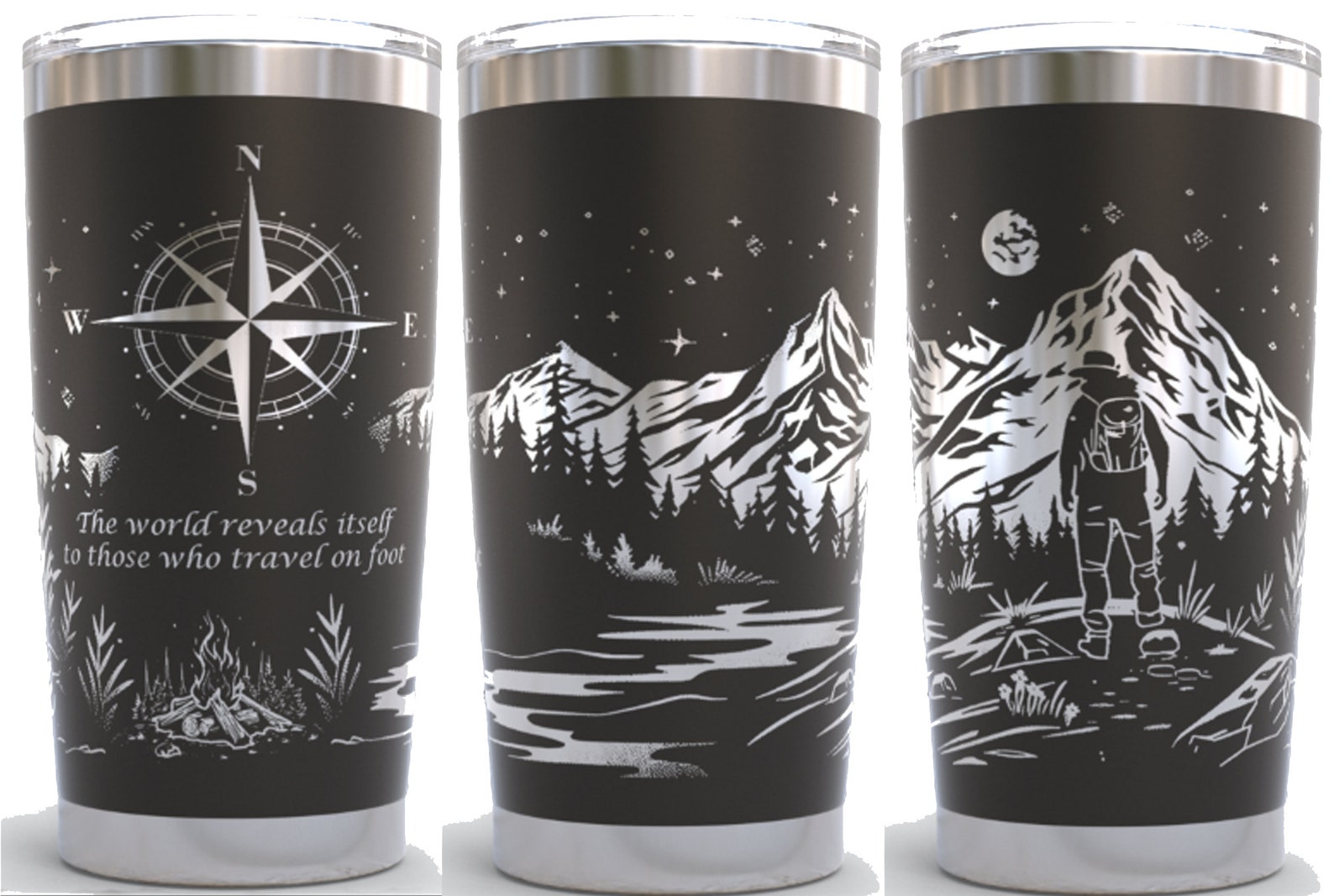 20oz Tumbler Laser Svg, Camping Freedom 20oz Tumbler Full Wrap Laser ...
