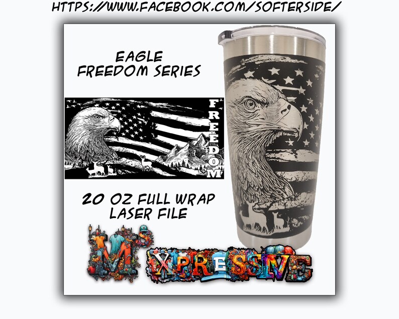 20oz Tumbler Laser Wrap Svg, Eagle Freedom Series 30oz 40oz Us Flag Svg ...
