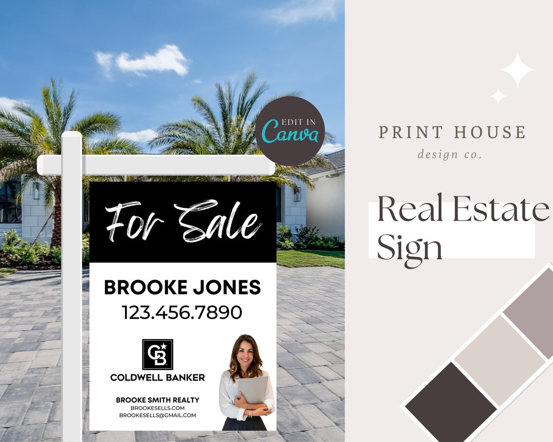 Real Estate for Sale Sign, Real Estate Agent Yard Sign, for Sale ...