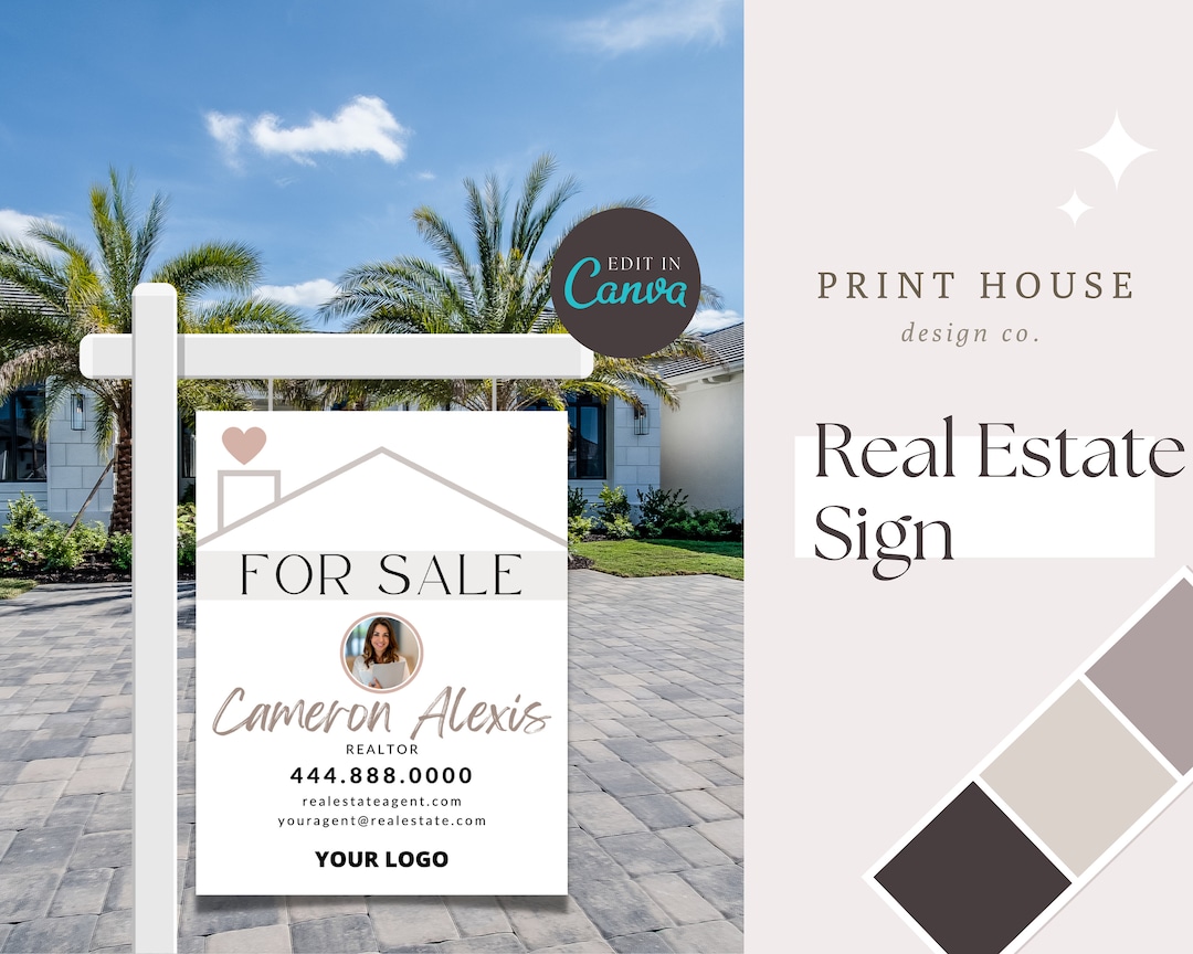 Real Estate for Sale Sign, Real Estate Agent Yard Sign, for Sale ...