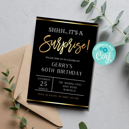 Editable 60th Birthday Invitation Digital Template Sixty Etsy