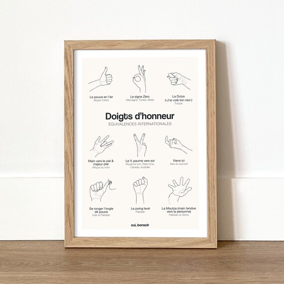 Affiche doigts d'honneur équivalences internationales A4 - Etsy France