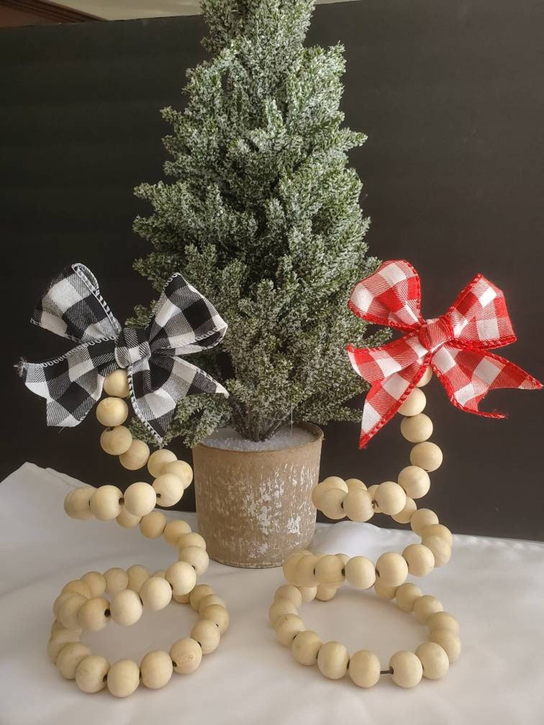 Wood Bead Tree, Wooden Bead Christmas Tree, Farmhouse Christmas Decor ...