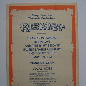 Sheet Music, and This is My Beloved, Kismet, Musical, Frank Music Co ...