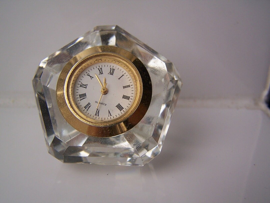 Clock, Miniature, Mantle, Glass, Pentagonal, Roman Numerals, Quartz - Etsy