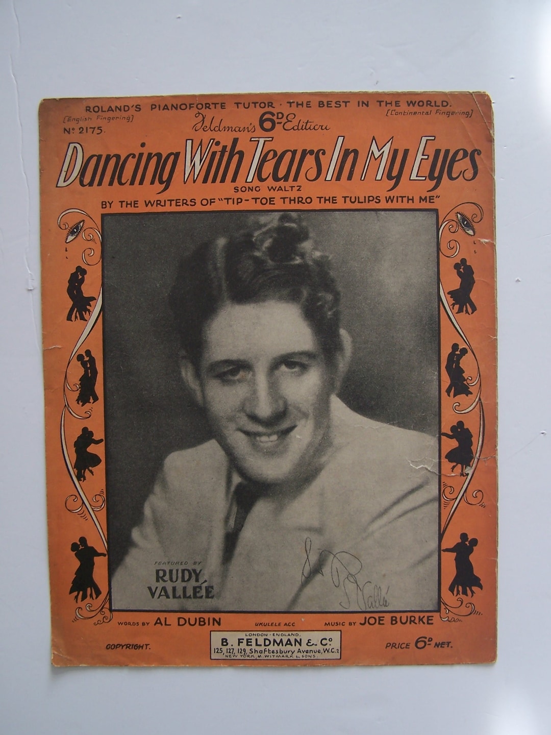 Sheet Music, Dancing With Tears in My Eyes, Rudy Vallee, Feldman - Etsy
