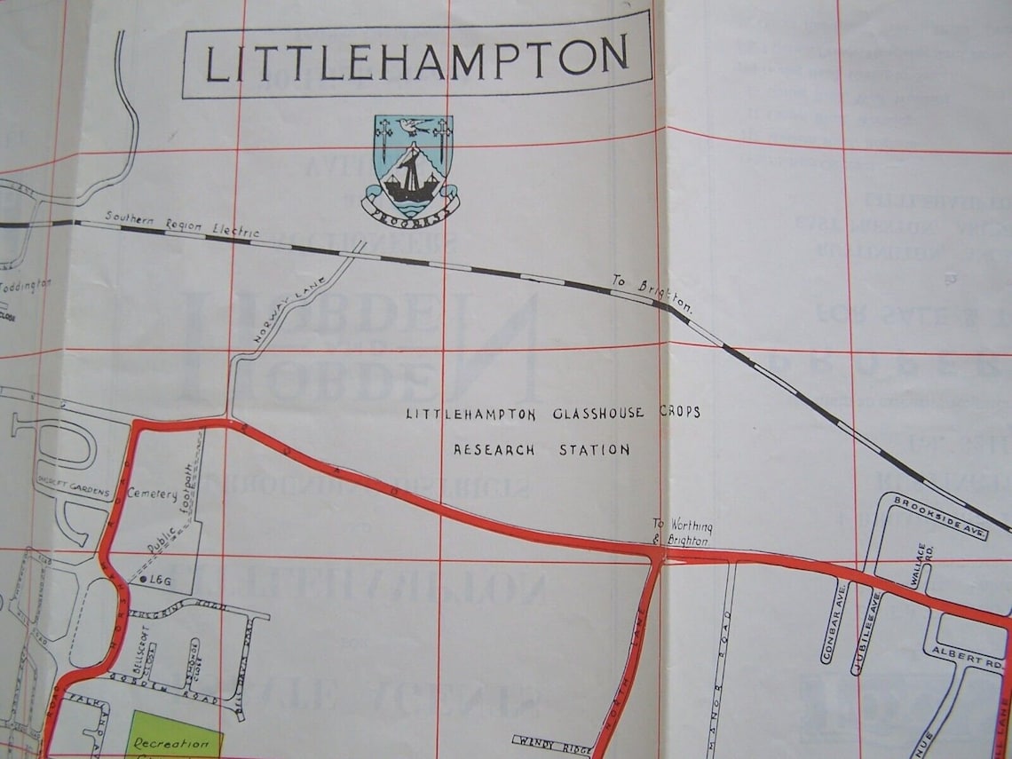 Littlehampton Street Map, Sussex, England, Advertising, 1968 - Etsy