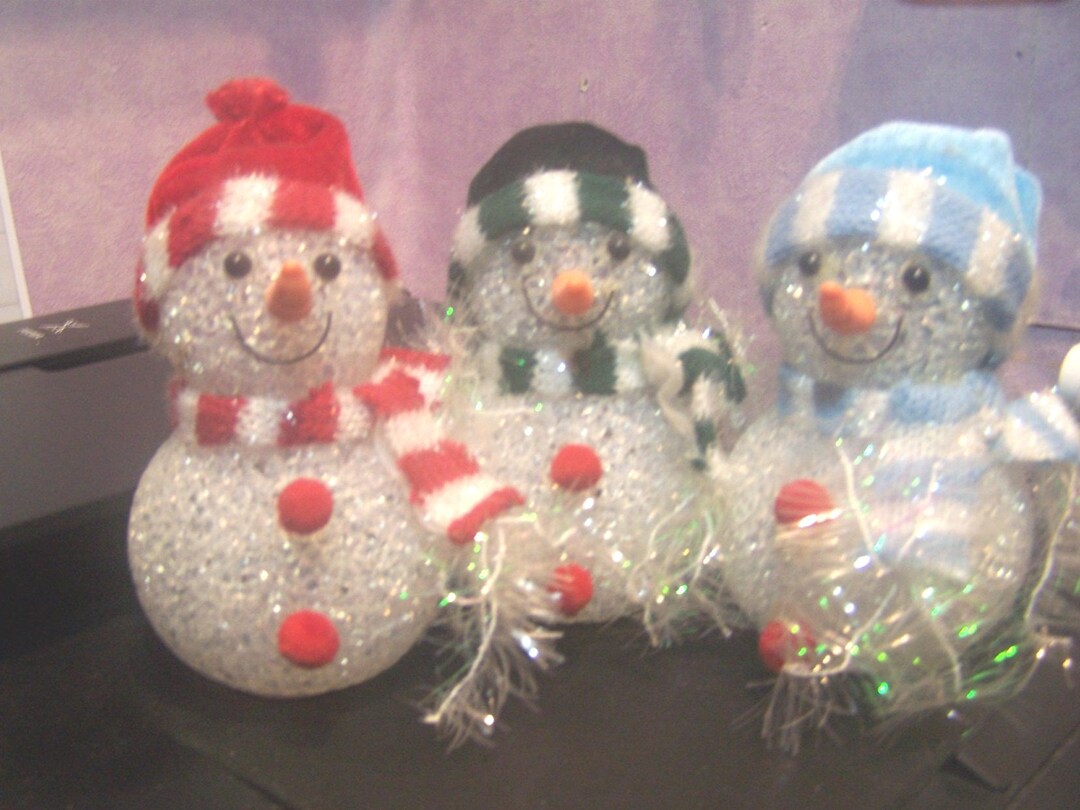 Christmas, Snowmen, Red, Blue, Green, Light Up, Free Standing ...