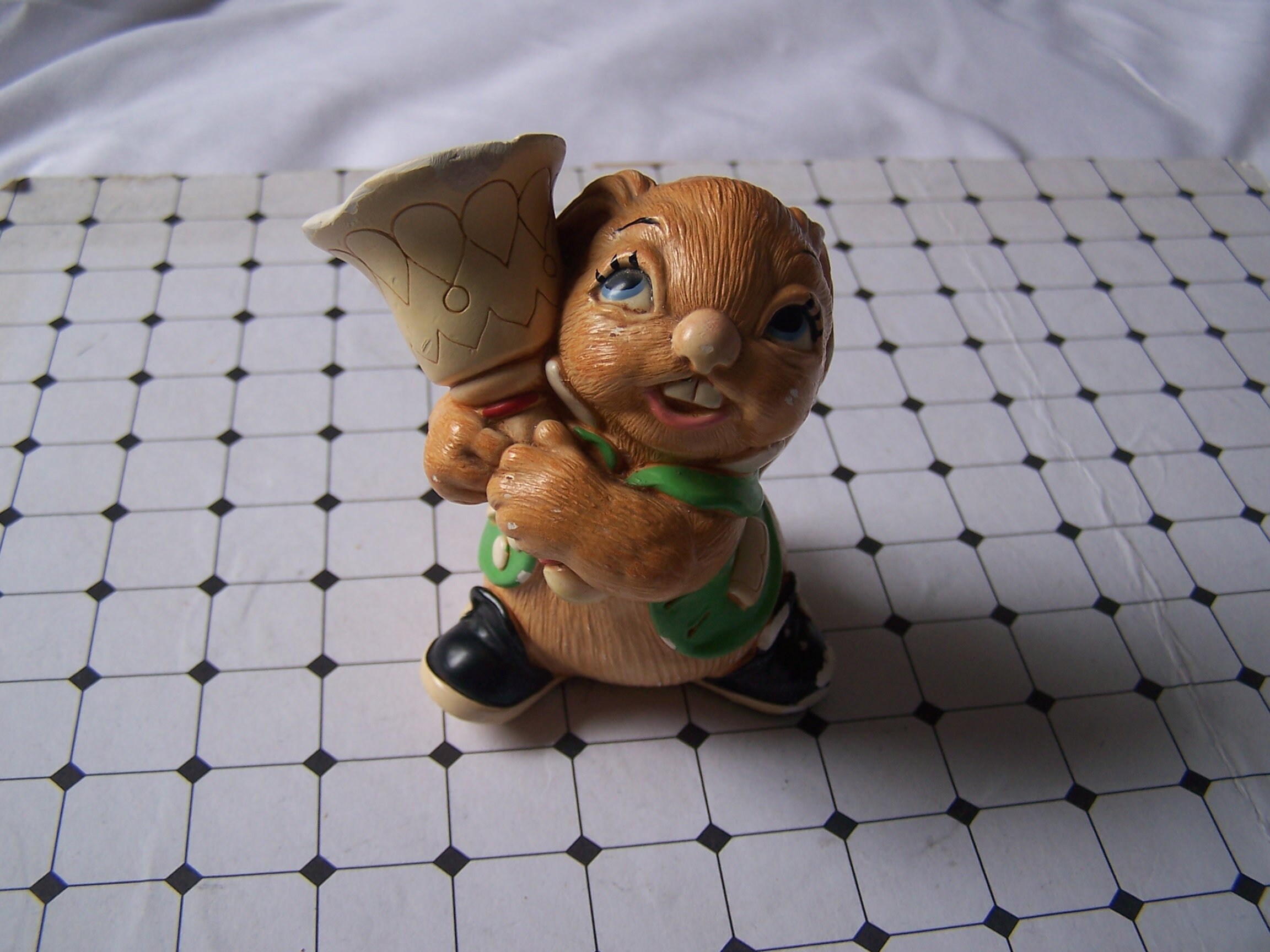 Rabbit, Pendelfin, Clanger, Bell, Green Jacket, Figurine, Stonecraft ...