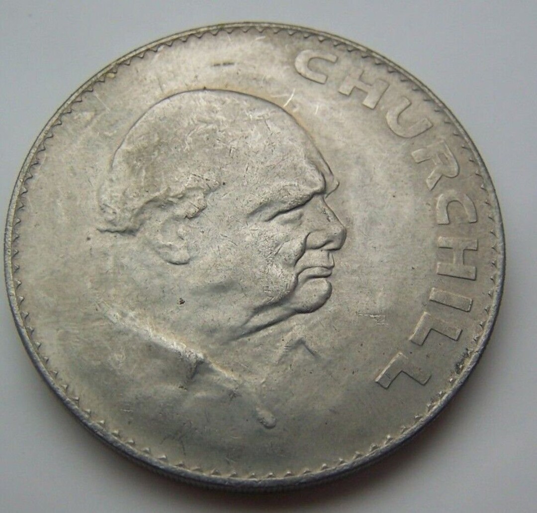 Coin, United Kingdom, Crown Winston Churchill, Portrait, Queen ...