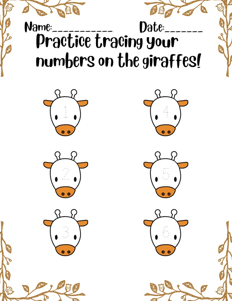 Giraffe Themed Preschool Workbook for Kids - Etsy