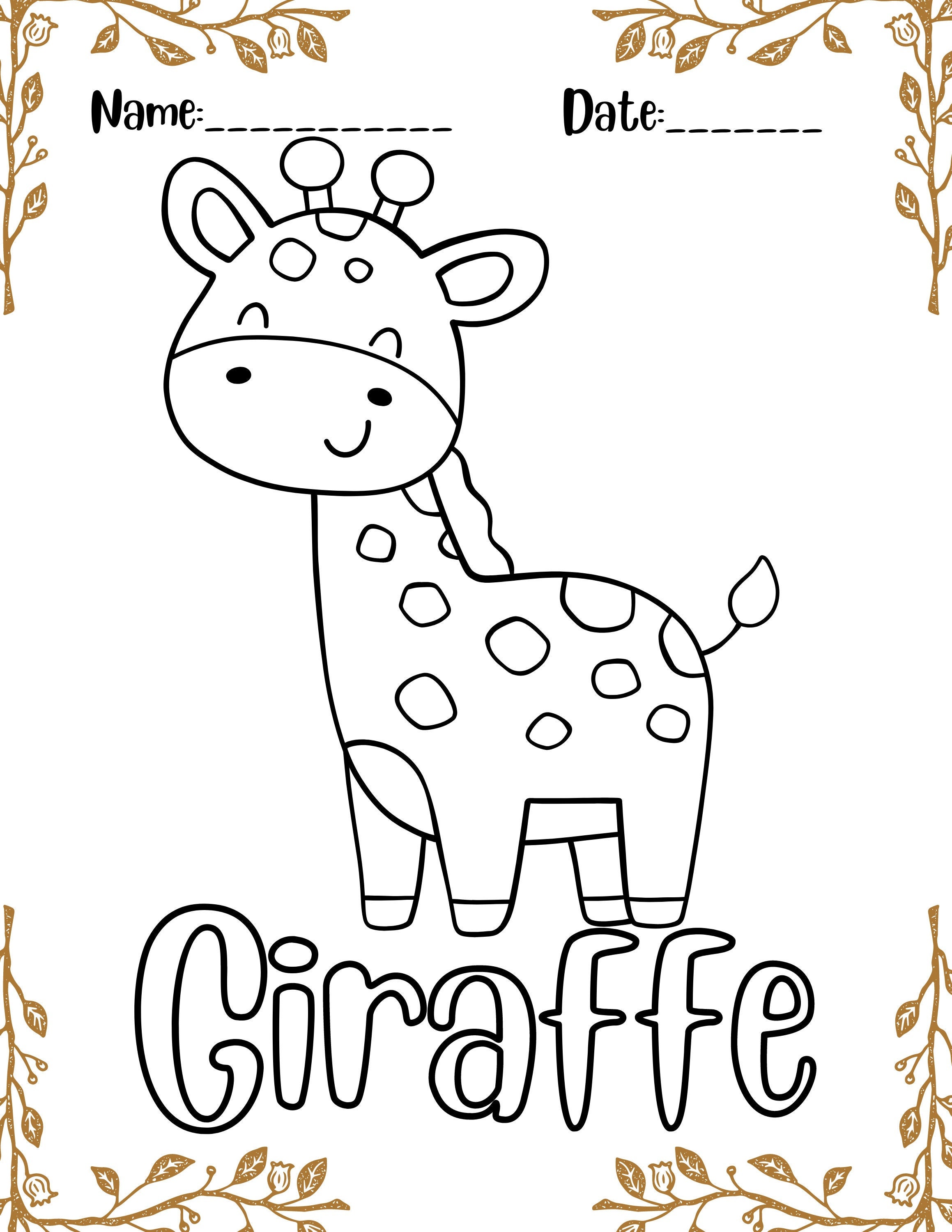 Giraffe Themed Preschool Workbook for Kids - Etsy